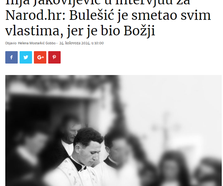 Preč. Ilija Jakovljević u intervjuu za Narod.hr: Bulešić je smetao svim vlastima, jer je bio ...
